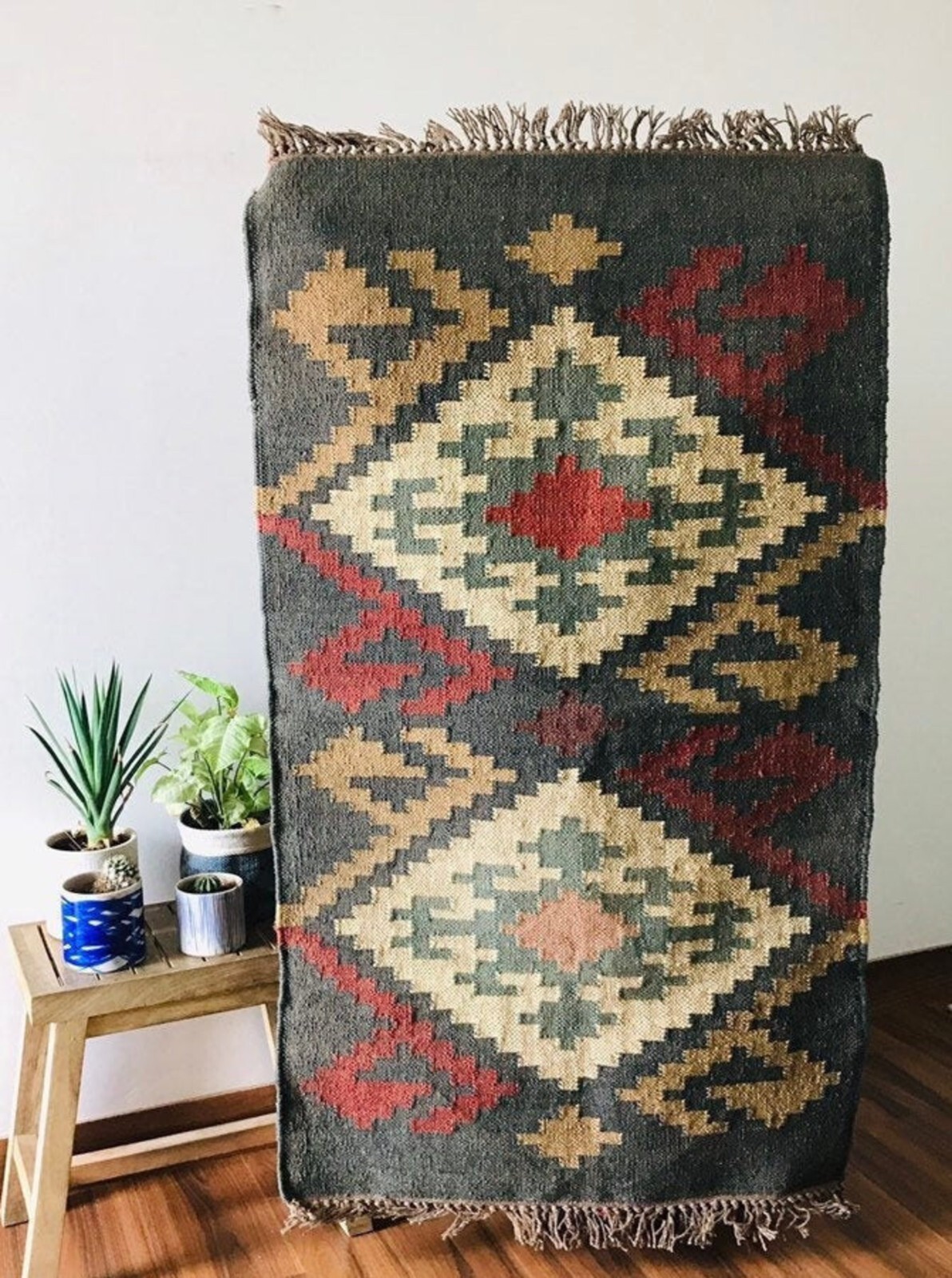 Multicolor Kilim Rug Vintage Aztec Nordic Oriental Motif Wool Area Rug ...