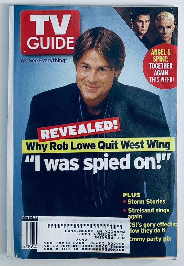 TV Guide Magazine October 11 2003 Rob Lowe, David Boreanaz NY Metro Ed ...