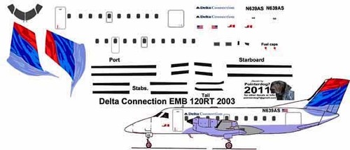 Delta Connection Embraer EMB 120 1/144 airliner pointerdog7 decals for ...