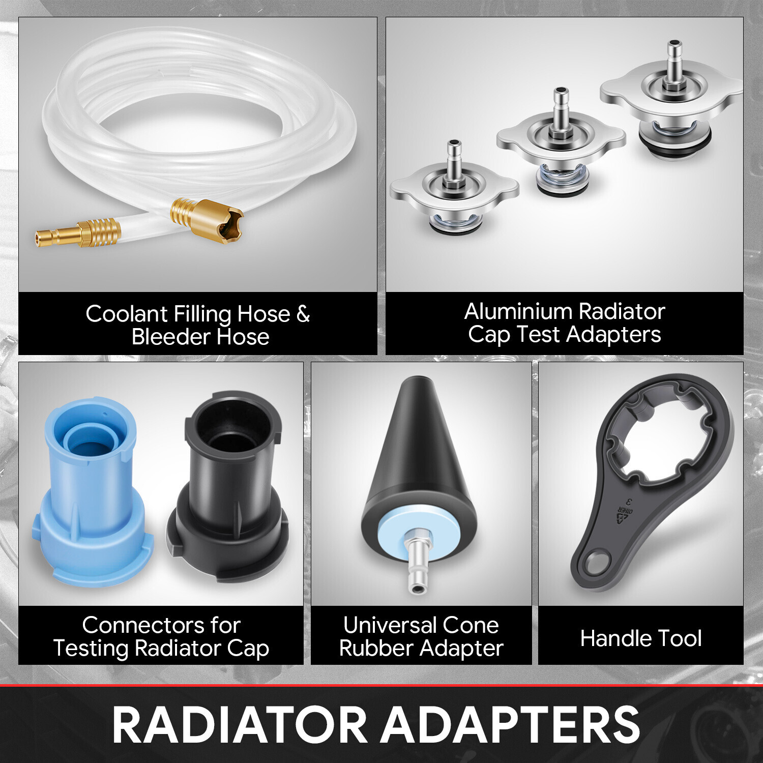 28Pcs Radiator Coolant Pressure Tester Vacuum Fill Tool Set w/Red ...