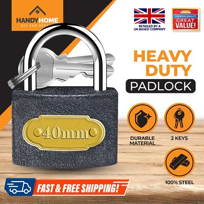 1-6 Padlock 40mm Heavy Duty Iron Outdoor Shed Safety Security Shackle ...