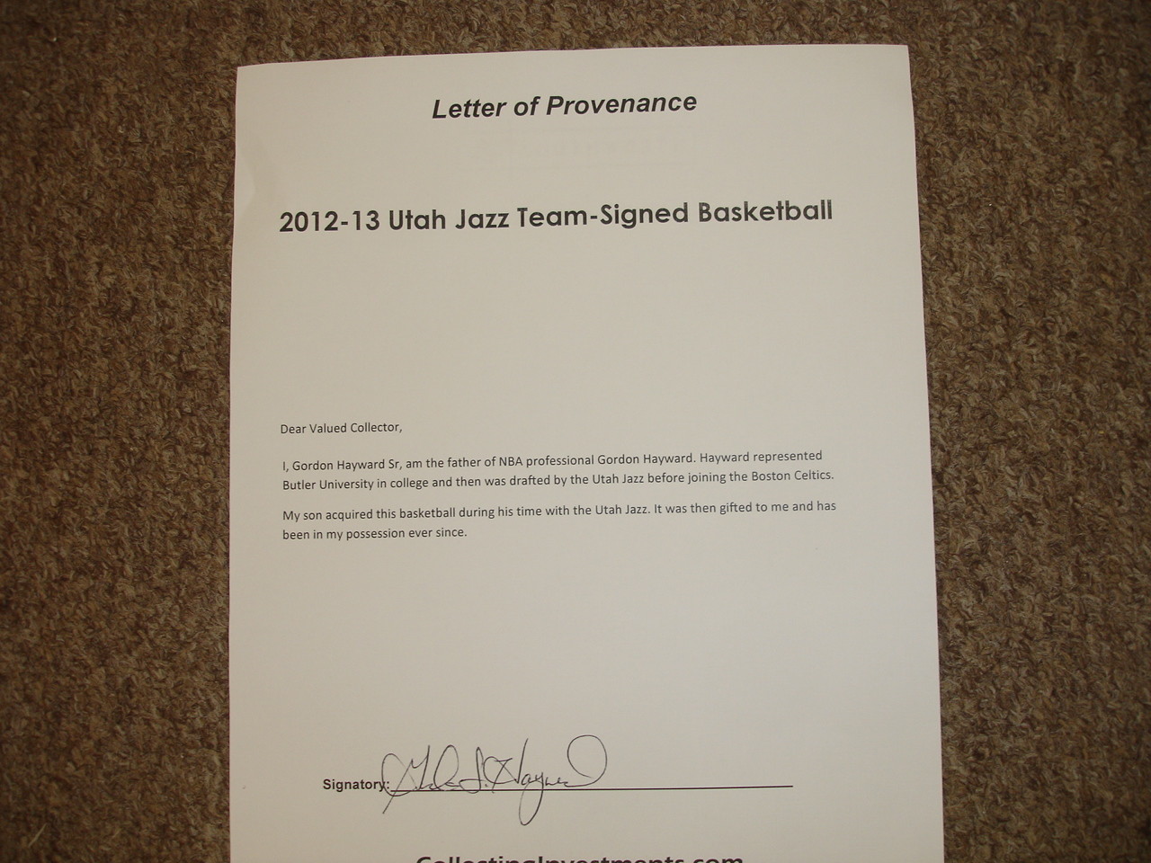 2012-13 Utah Jazz Team Signed Official NBA Basketball w/ LOA 21 ...