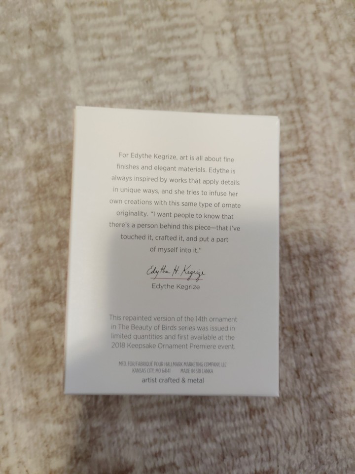 Hallmark 2018 The Beauty of Birds Lady Robin Ornament Limited Edition ...