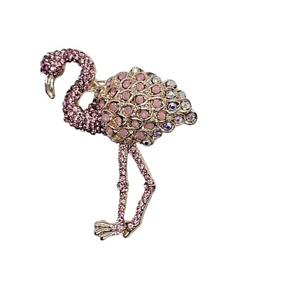Flamingo Brooch Pin - Pink and Clear Rhinestones | eBay
