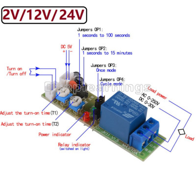 DC 5V 12V 24V Infinite Cycle Delay Timing Timer Relay ON OFF Switch ...