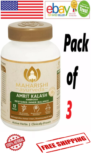 3x Maharishi Ayurveda Amrit Kalash (60 Tabs Each) For Memory Stress ...