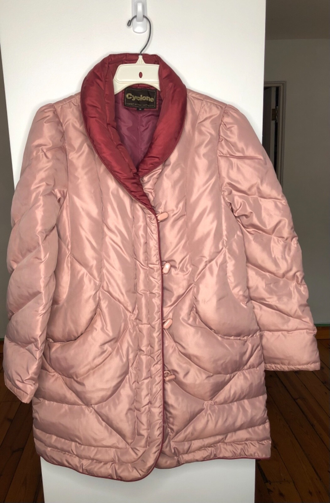 CYCLONE Vintage 80s Coat Womens Size 10 Pink Puffer T… - Gem