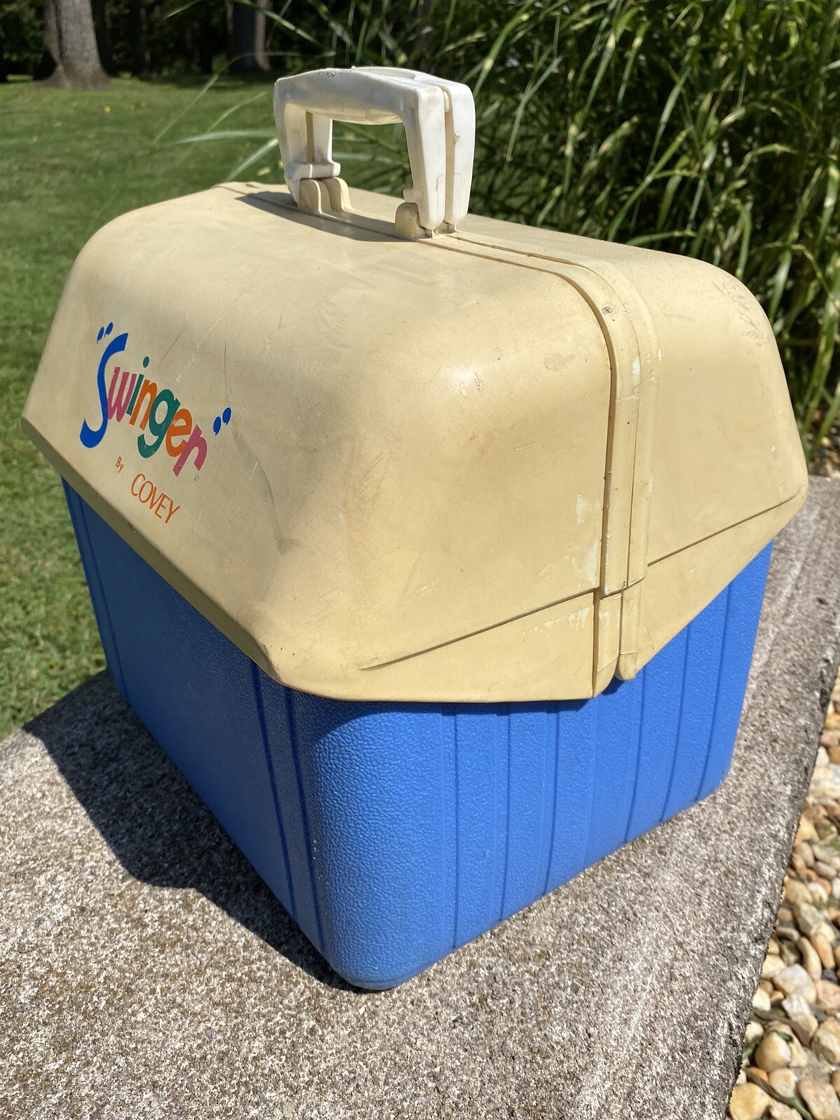 Vintage Swinger Covey Cooler Carrier Blue Lunch Picnic Clamshell ...