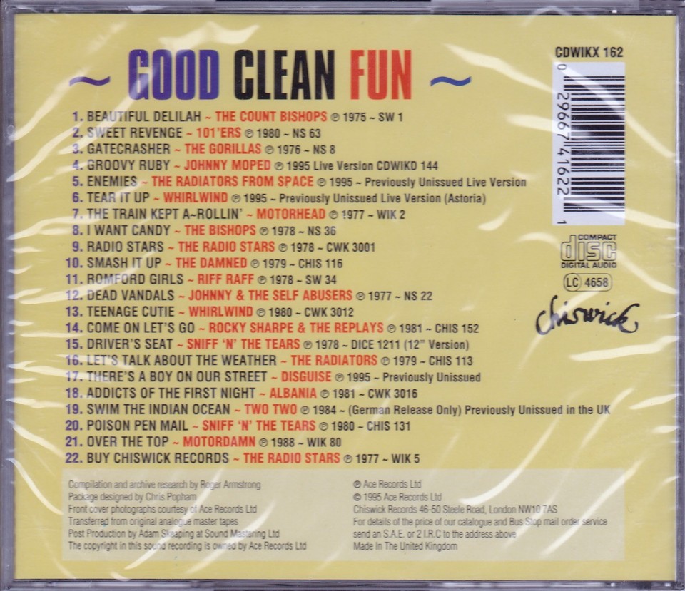 Moterhead, The Damned, Sniff "N" The Tears- Good Clean Fun- Chiswick ...