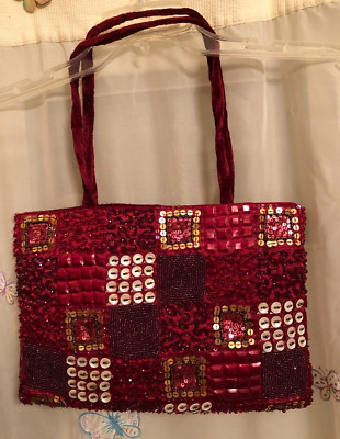 BEADED Sequin Purse or Handbag Deep Red ~ from India | eBay