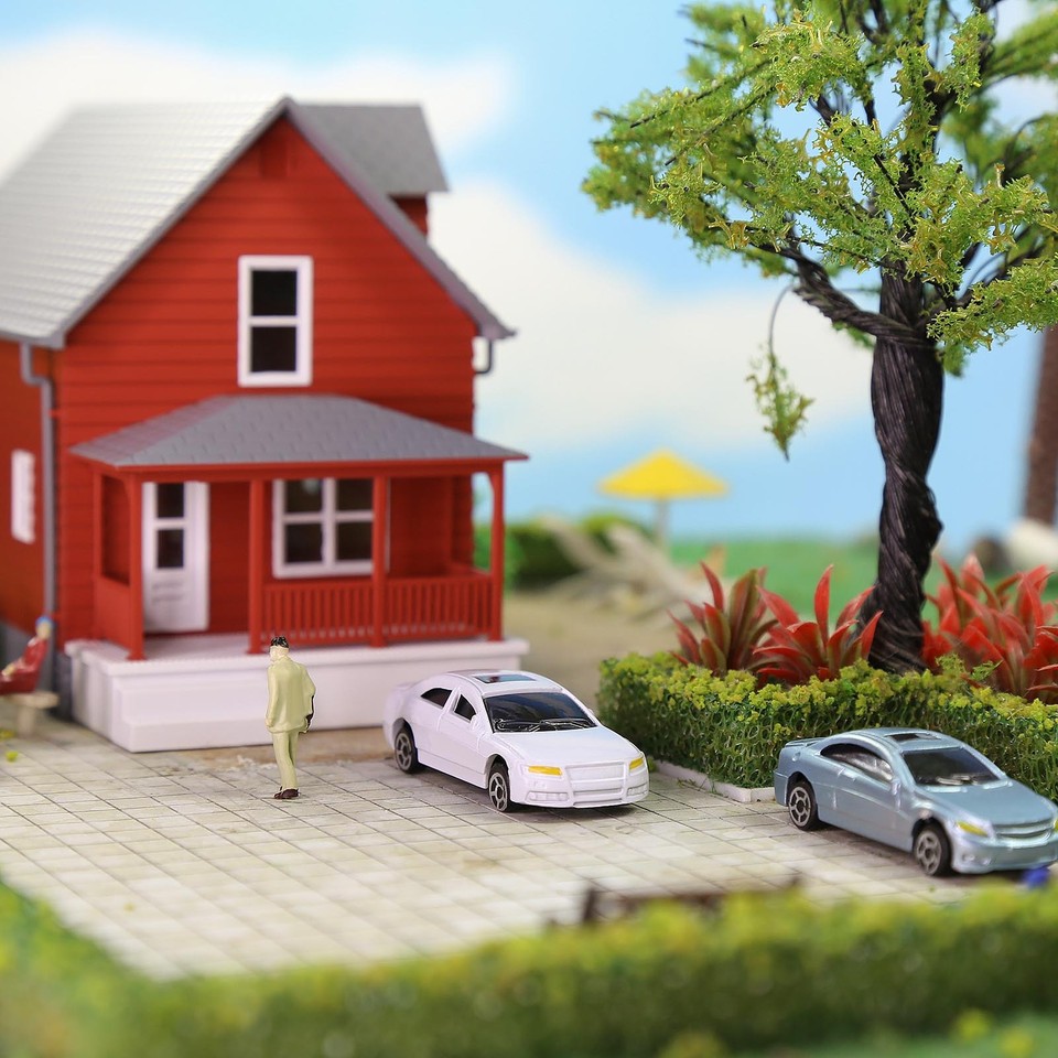 50pcs HO Scale Model Cars Vehicles 1:87 Building Scenery Railway Layout ...