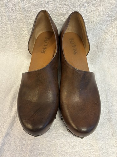 Korks Arielle Wood Sole Clog Shoes Studded Brown Leather Women's Size 9 ...