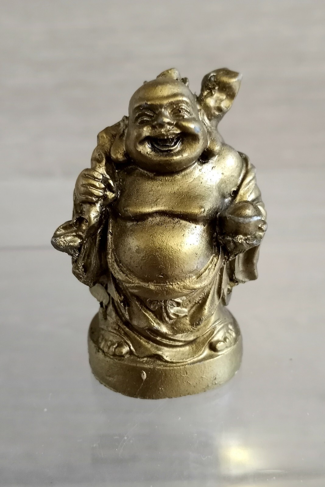 Smiling Buddah Good Luck Statue Figure Brass Colored Figurine Asian | eBay