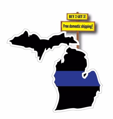 Thin Blue Line Michigan State Support The Police Decal Sticker P714 | eBay