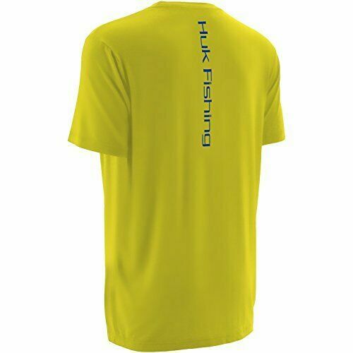 NEW HUK Performance Logo SHORT SLEEVED Shirt, SMALL BLAZE YELLOW - SPF ...