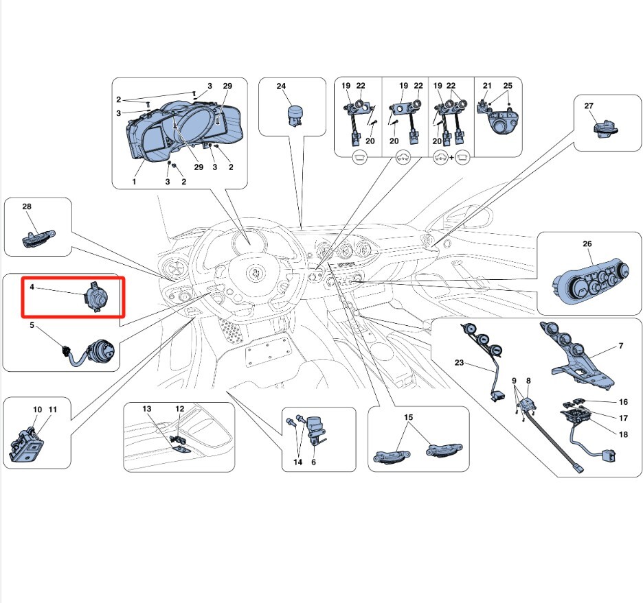 Exterior Mirror Control Switch Assembly for Ferrari 458 California T ...
