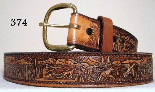 New MADE IN THE USA Cowhide Leather BIRD HUNTING Belt Any Size 28 - 48 ...