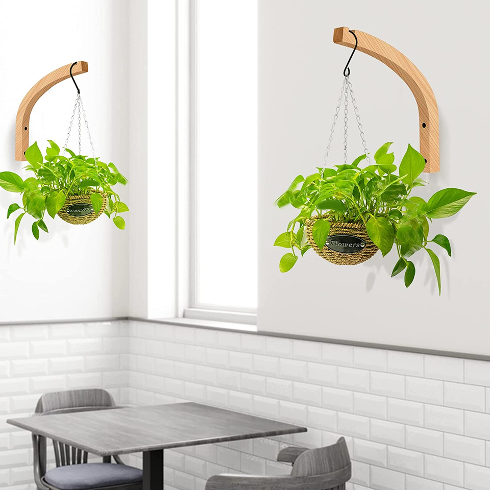 Plant Hanger, Wall Planters for Indoor Plants, Wooden Wall Mounted ...