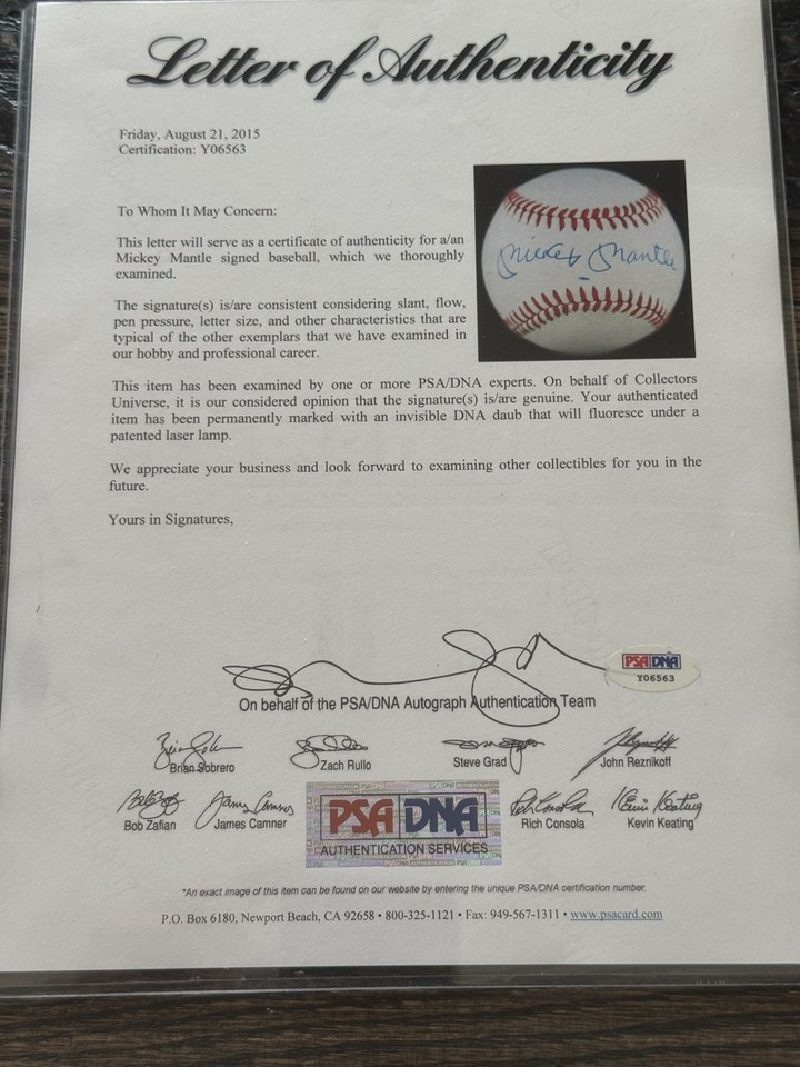 Mickey Mantle Signed Bobby Brown Baseball Yankees PSA/DNA LOA | eBay