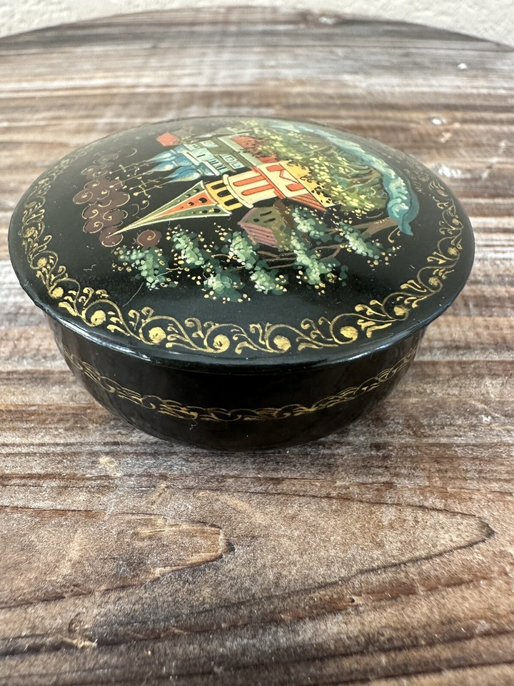 Vintage Lacquered round, Russian Pill Trinket Box 2” | eBay