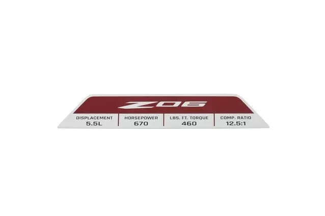 2020-2025 Chevrolet Corvette C8 ZO6 Engine Specification Plaque ...