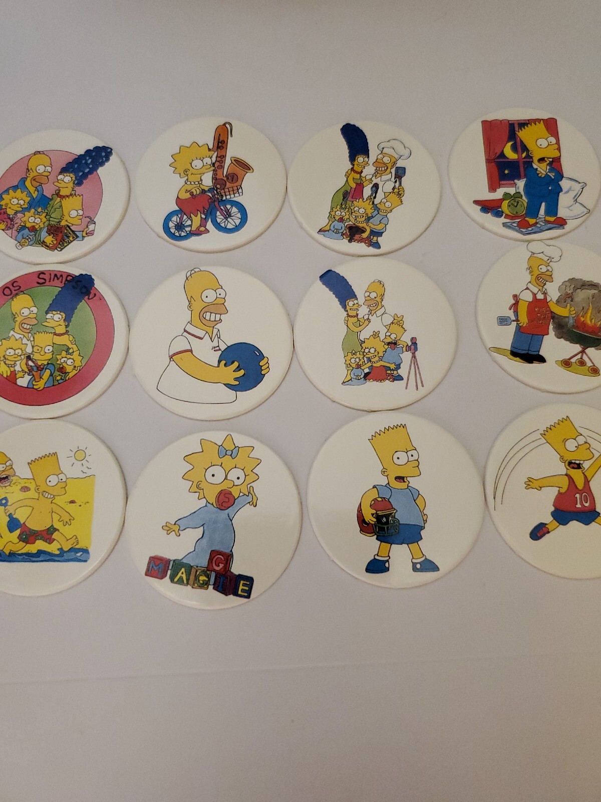 1994 The Simpsons Complete Set Of 12 Pogs Bart Homer Lisa Maggie Marge ...