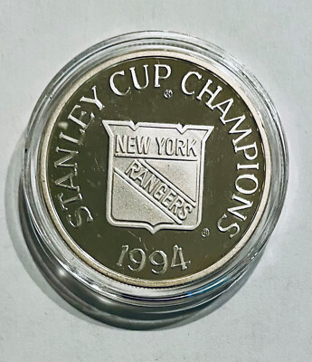 1994 New York Rangers Stanley Cup Champions Coin .999 Fine Silver Coin ...