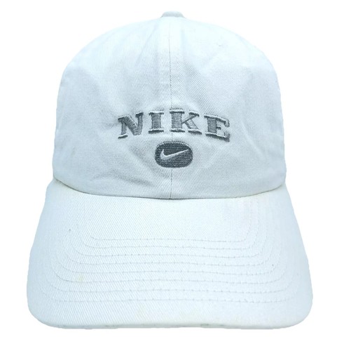 Vintage Nike Hat Cap Strap Back White Center Swoosh Dad Baseball Y2K ...