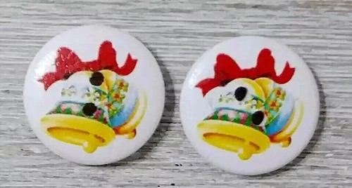 buttons wood christmas bells sewing 2 holes 1/2 inch red yellow USA ...