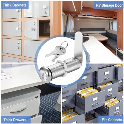 Cylinnda Cabinet Lock with Keys, 2" Extra-Long Cam Locks keyed Alike, 2 ...