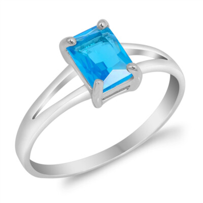 Blue CZ Simple Elegant Polished Ring Sterling Silver Band Sizes 1-10 | eBay