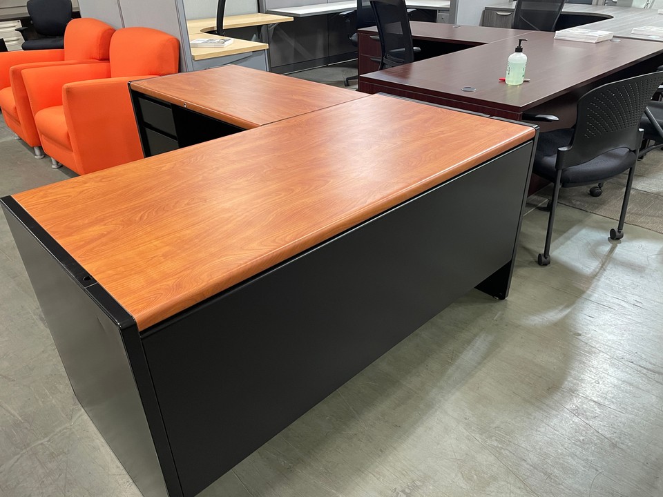 Steelcase Heavy Duty L Shaped Metal Desk 60x75 Refreshed | eBay