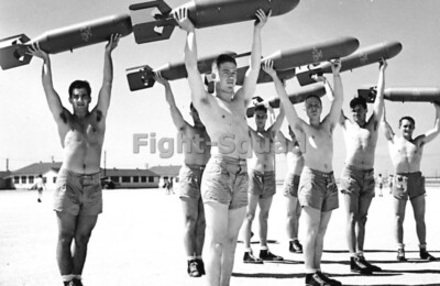 WW2 Picture Photo US Soldiers in physical training session with bombs ...