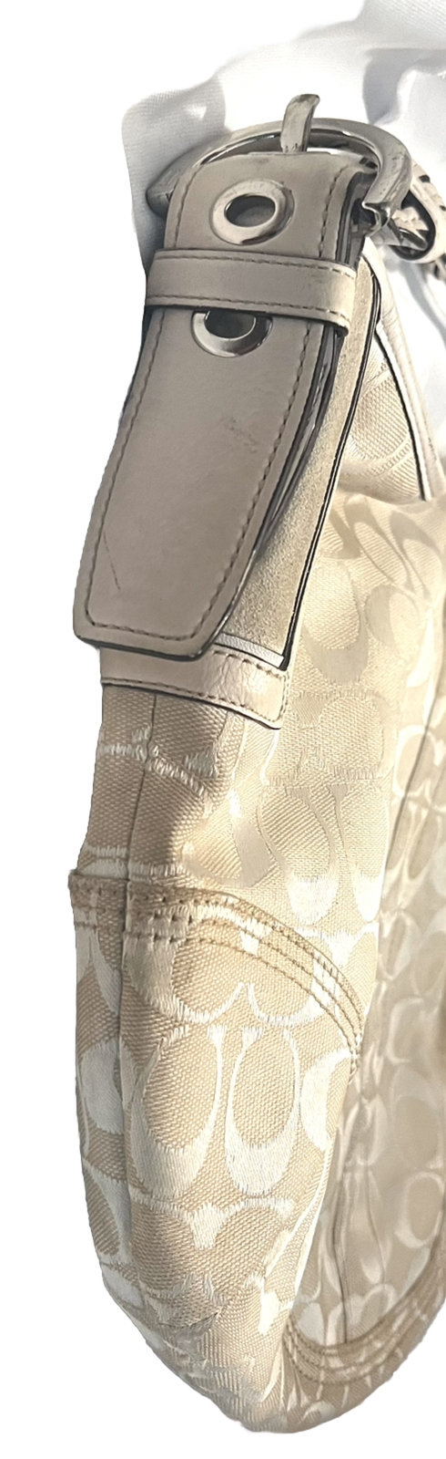 COACH SIGNATURE HOBO SHOULDER BAG IVORY LEATHER TRIM … - Gem