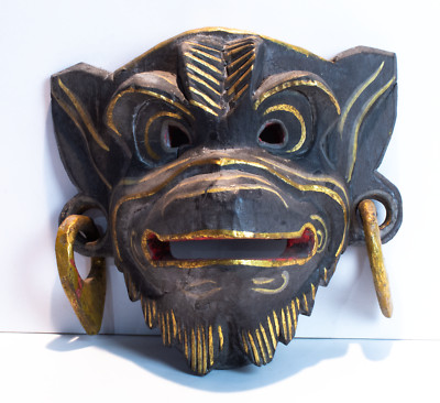 Hand Carved Wood BALI Indonesian Rangda Mask Demon Wall | eBay