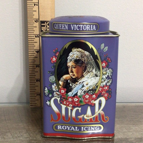Vintage Royal Icing Sugar EMPTY Tin Storage Container England Queen ...