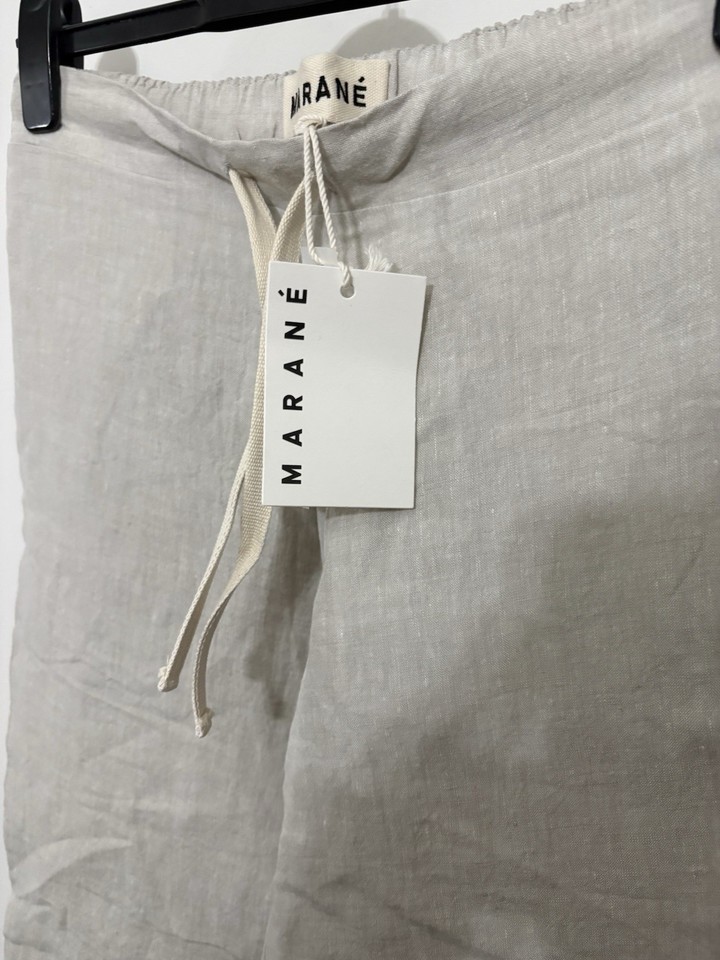 Marane Men’s 100% linen grey cropped drawstring trousers size small 28w ...