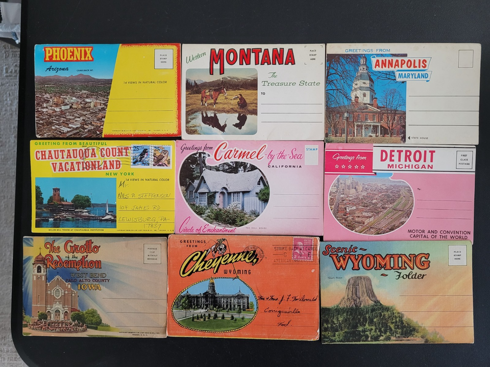 Vintage Lot (18) UNITED STATES POSTCARD FOLDERS | eBay