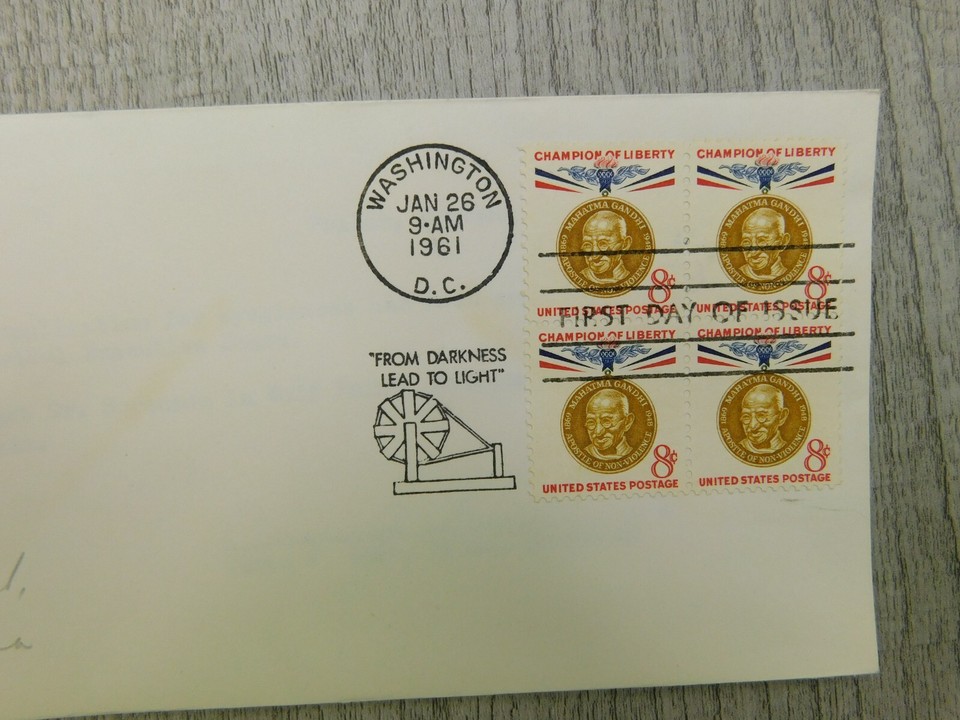 1st Day Issue Mahatma Gandhi 1961 Lead to Light DC Vintage Stamps ...