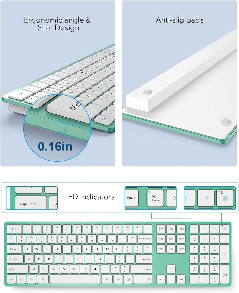 2.4GHz WisFox Wireless Keyboard Lag-Free Ultra Slim Keyboard for ...