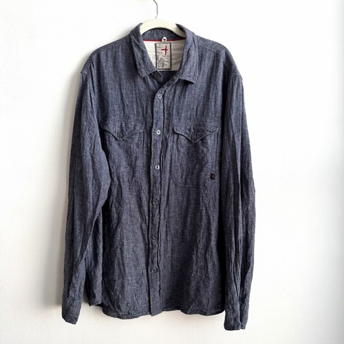 Relwen Linen Blend Long Sleeve Workshirt Men’s Size 2X In Blue Utility ...