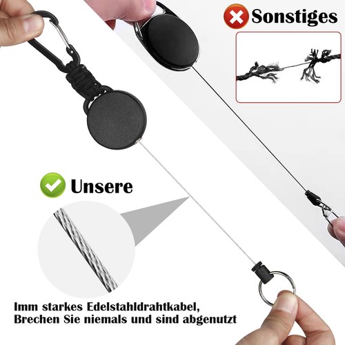4 Pack Retractable Key Chain Badge Holder Keyring Clip with Steel Wire ...