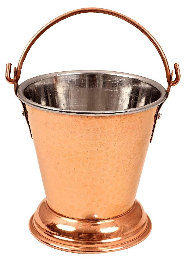 1 x Copper Stainless Steel Food Serving Bucket Balti For Hotel ...