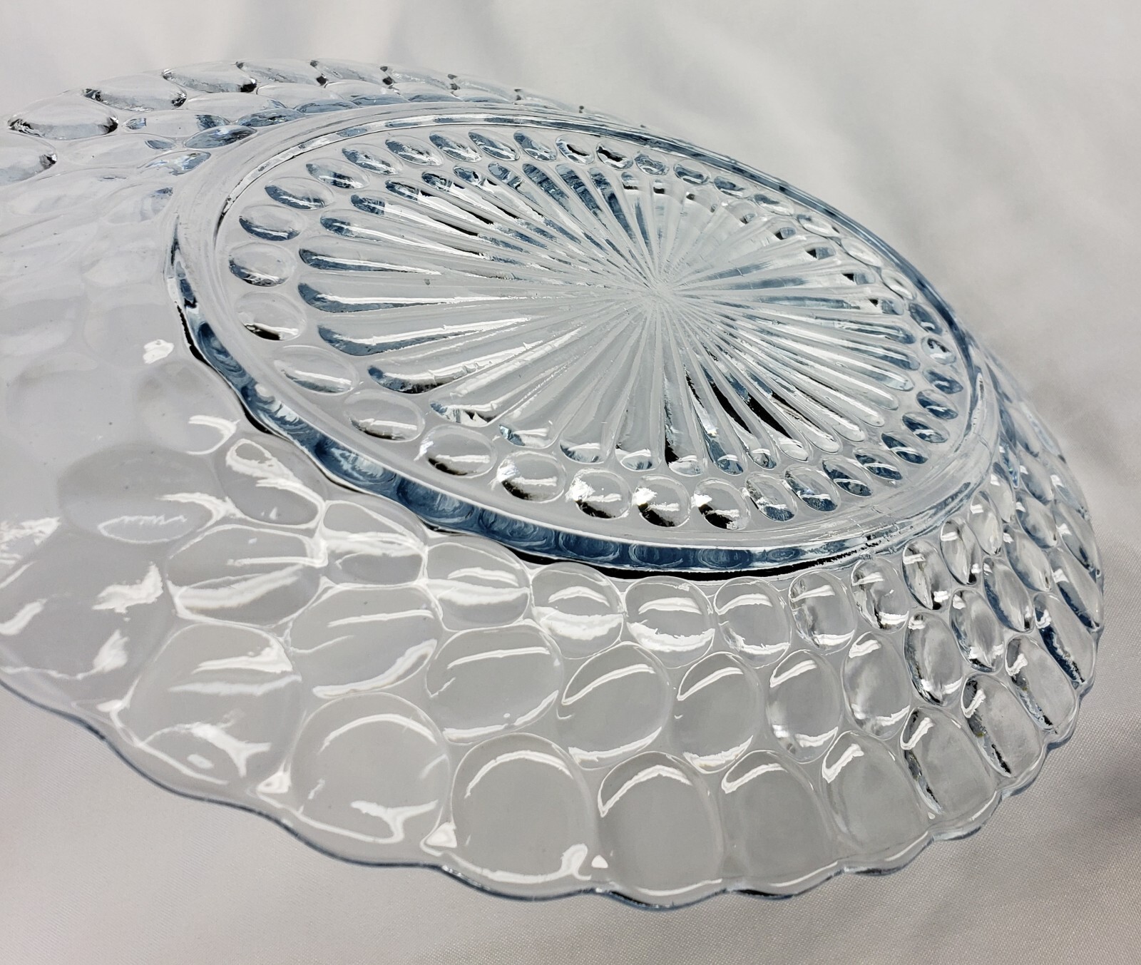 Vintage Anchor Hocking Blue Bubble Depression Glass Serving Platter 12 ...
