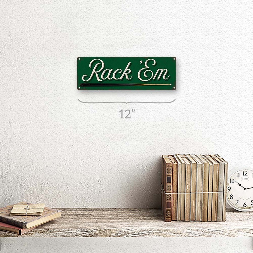 Rack ‘Em Metal Sign; Wall Decor for Mancave, Den, or Gameroom | eBay