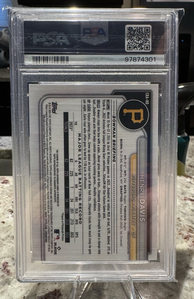 2024 Bowman Chrome- #CRA-HD Henry Davis 1/1 Superfractor Auto (RC) PSA ...