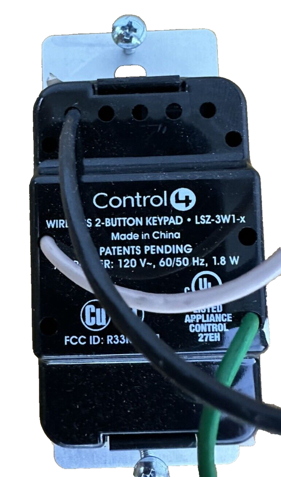 Control4 LSZ-3W1-LA (Light Almond) LSZ-3W1 Wireless 2-Button Keypad ...