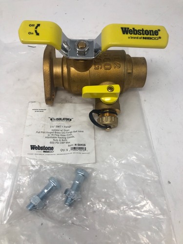 Webstone BRASS Isolator Valve 1-1/2" SWT x Flange w/ Drain 600 PSI H ...