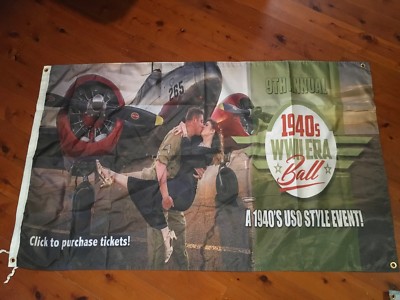 Ww2 USO USA colour printed banner man cave flag shed sign retro war ...