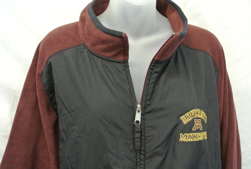 UNIVERSITY OF MINNESOTA GOPHERS 2XL ZIP FLEECE MAROON BLACK JACKET | eBay